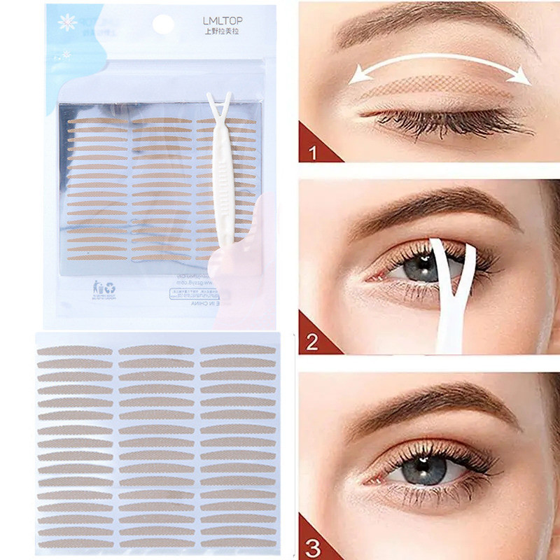 120 Stickers Natural Invisible Double Eyelid Patches - Lace Mesh Skin Tone Eyeliner Patch ...