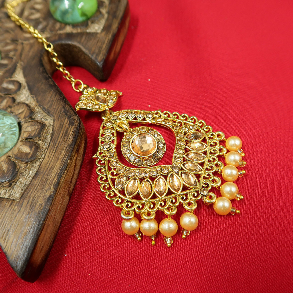 New Designs - Kundan Gold Style Indian Head Chain / Mang Tikka | Shopee ...