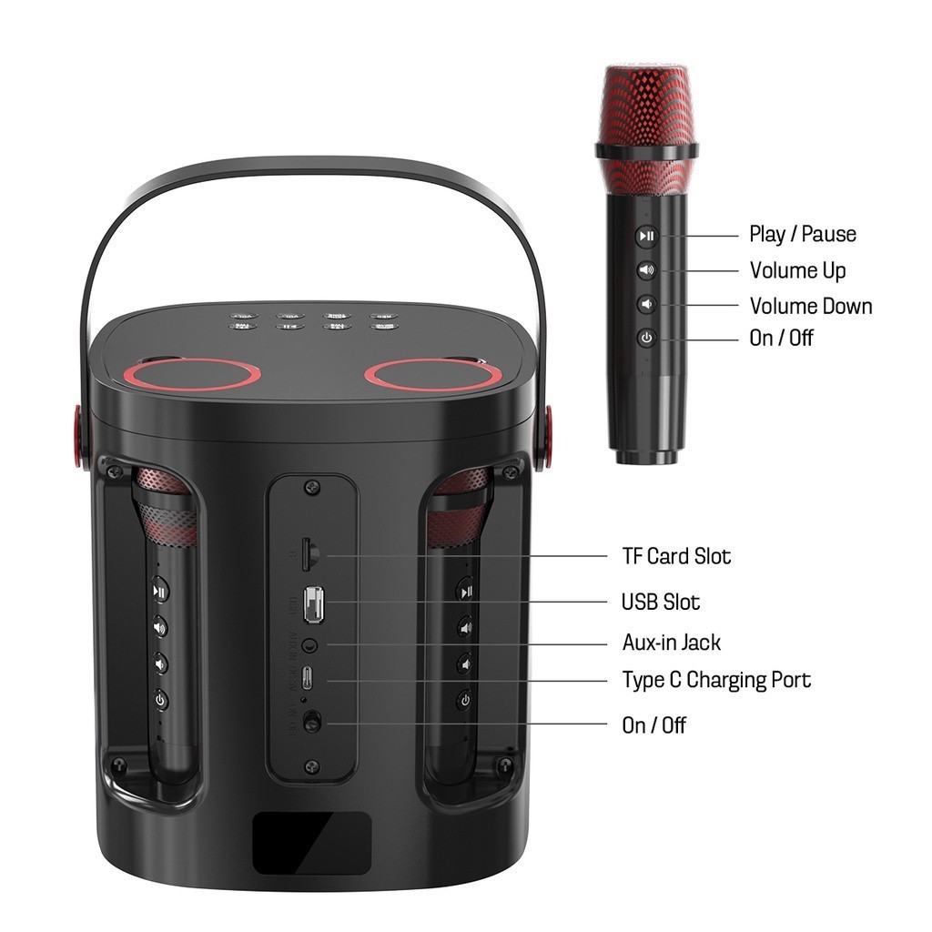 Vinnfier VF Tango Pro 1 Bluetooth Portable Karaoke Speaker with 2 Wireless Microphone | Shopee ...