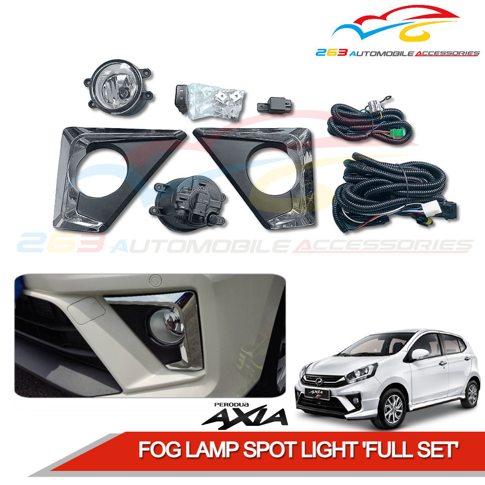 PERODUA AXIA 2020-2022 FOG LAMP SPORT LIGHT WITH COVER WITH CHROME TRIM ...