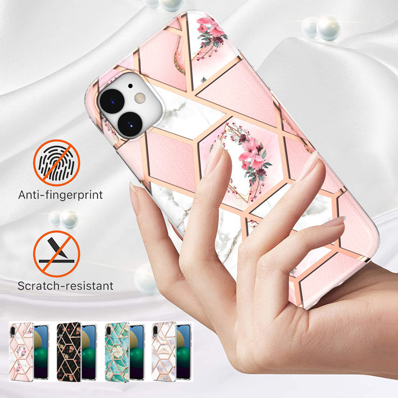 Luxurious Fashion Flower Stitching Marble Cartoon Phone Case For iPhone 7 8 Plus X XR XS 12 11 ...