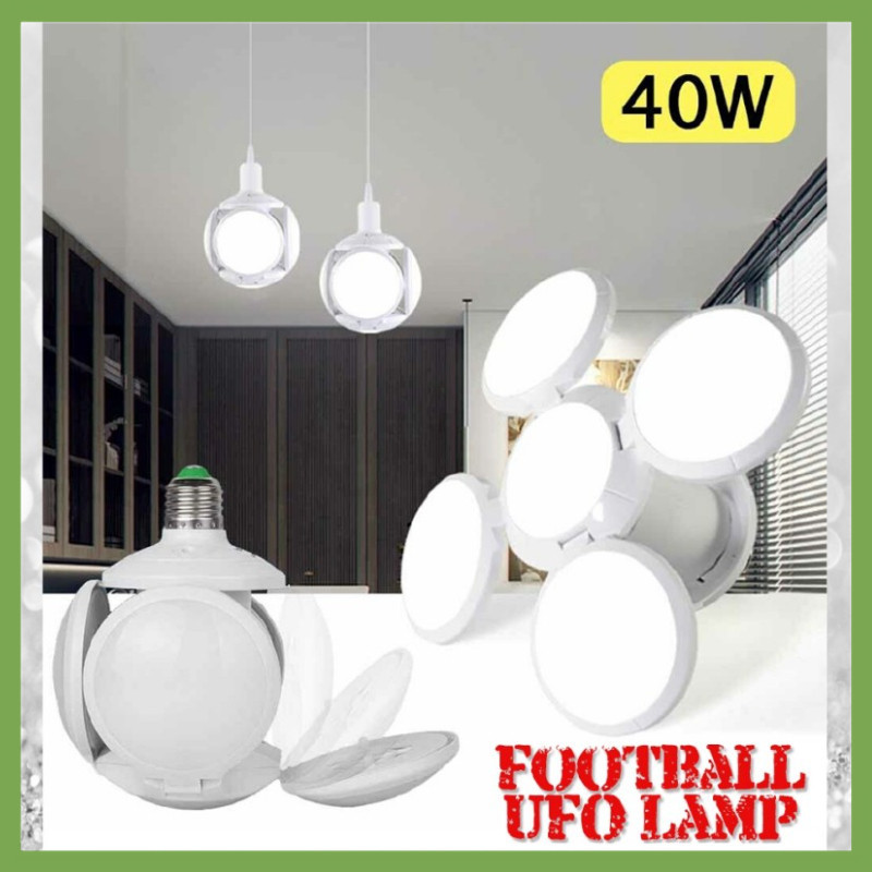 40W Football UFO Lamp E27 Light Bulb Fan Deformable Ceiling Fixture ...