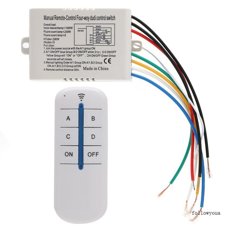 fol 4-way Wireless Panel Switch for Smart Light Receiver Remote Light ...
