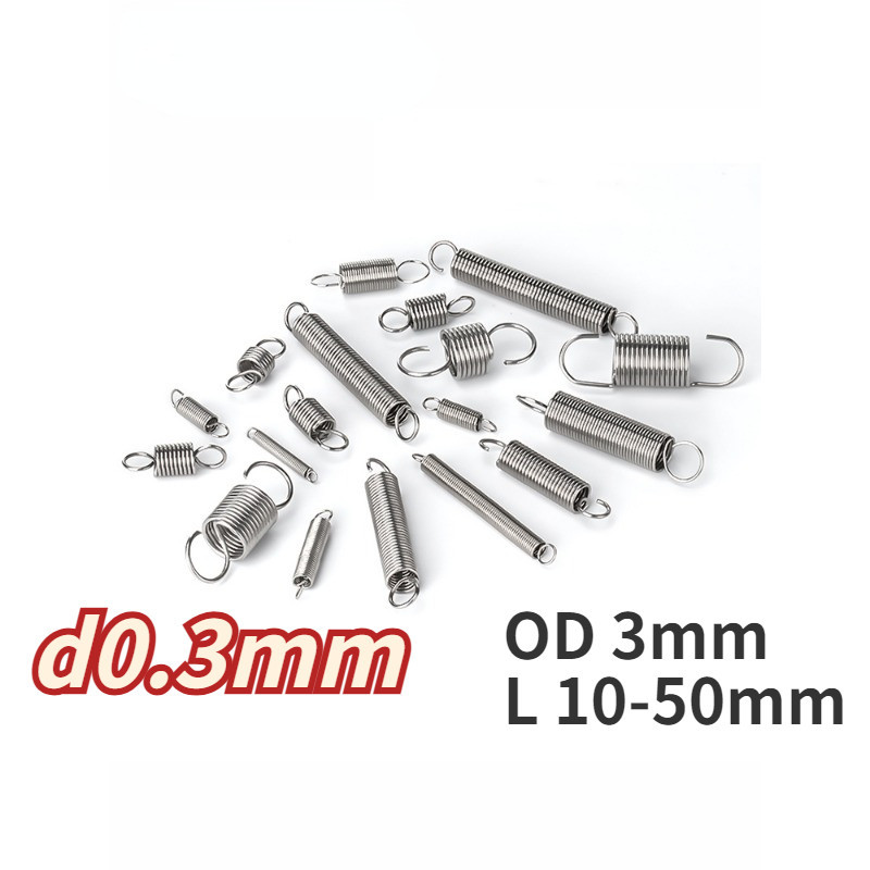 [XNY] Small Tension Spring d0.3mm OD3mm L10-50mm Hooked Spring 304 ...