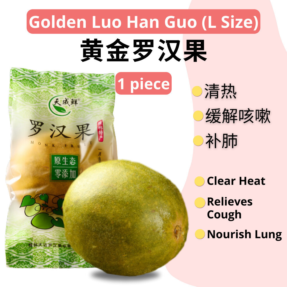 AHT Golden Luo Han Guo Monk Fruit (1 pc) L size Chinese Herbal 黄金罗汉果 ...
