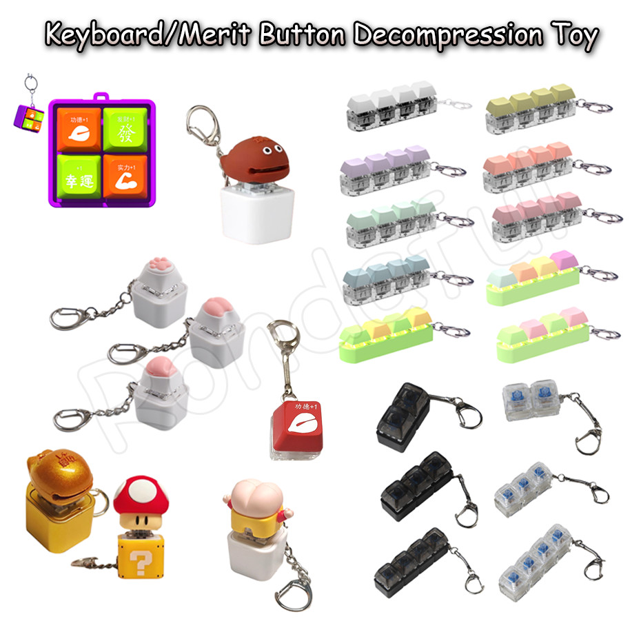 Creative Keyboard keychain Decompression Toy Funny Merit button ...
