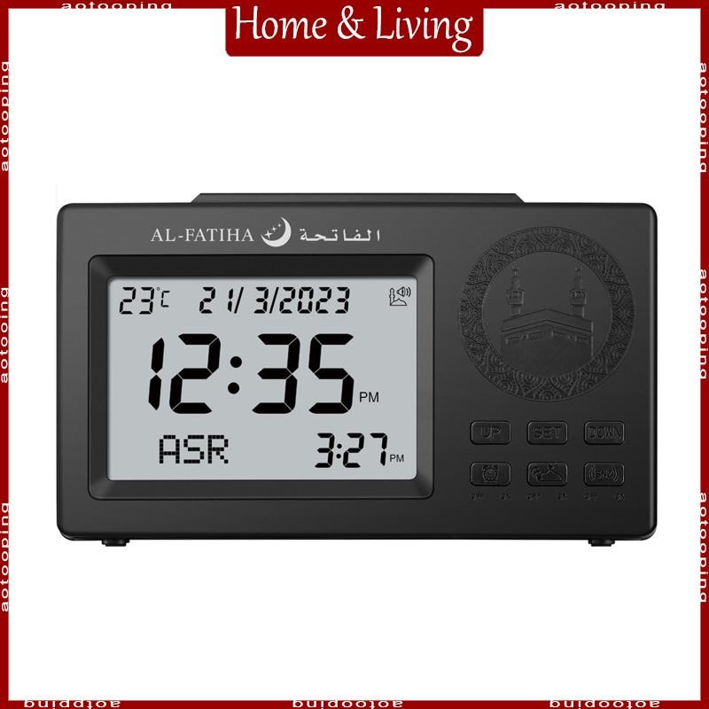 AOTO Azan Table Clock Arab Desktop Prayer Clock for All Prayers bla ...