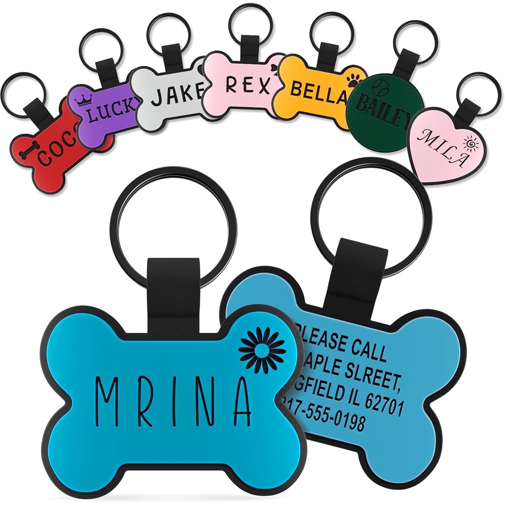 Personalized Silent Pet ID Tags, Vipcase Engraving Custom Silicone Name ...