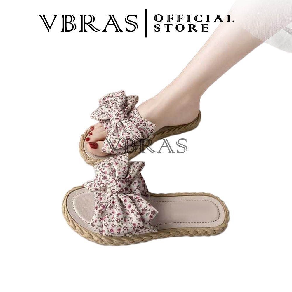 Vbras Women's Jelly Sandals YU67 Women's Flat Sandals with Imported Floral Ribbon Pattern ...