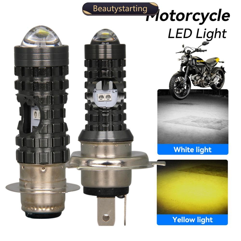 BEAUTYSTARTING Motorcycle Headlight LED H4 Hi/Low P15D White Yellow ...