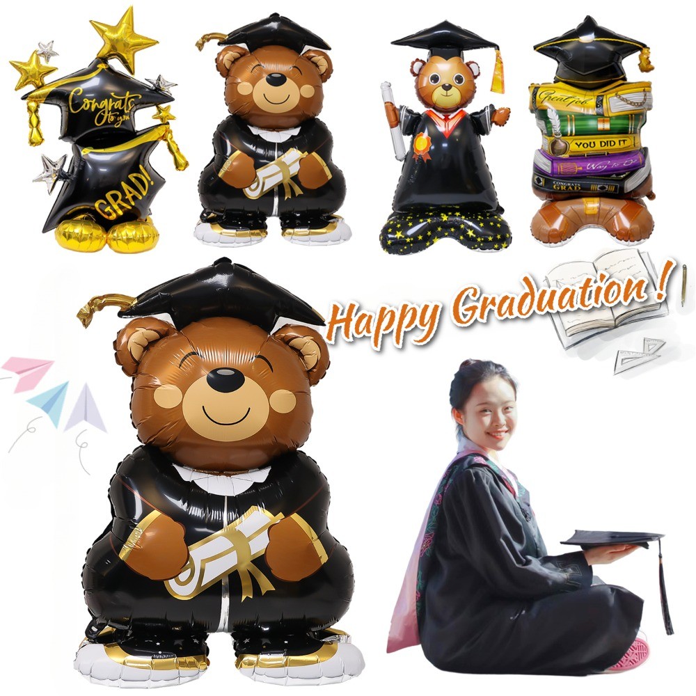 Giant Cartoon Standing Bear Bachelor Cap Aluminum Foil Balloon ...