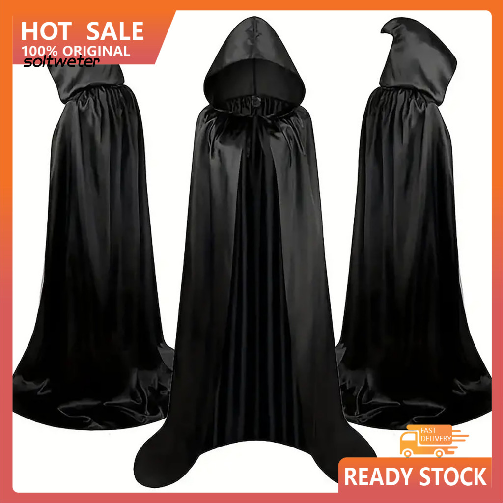 ST| Reaper Role Play Cape Medieval Cosplay Attire Black Hooded Medieval ...