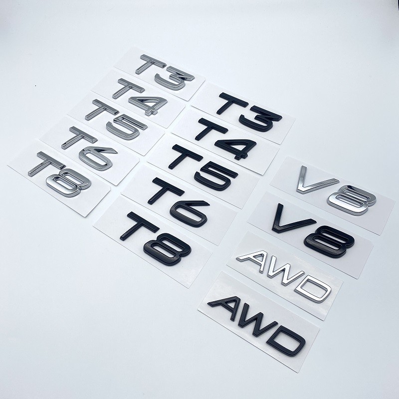 ABS Letters Numbers Emblem T0 T3 T4 T5 T6 T8 V8 AWD Trunk Lid Badge ...