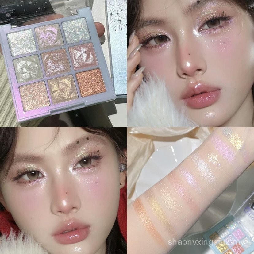 Wealth in the World!Super Glittering Nine-Color Eyeshadow Palette Fine ...