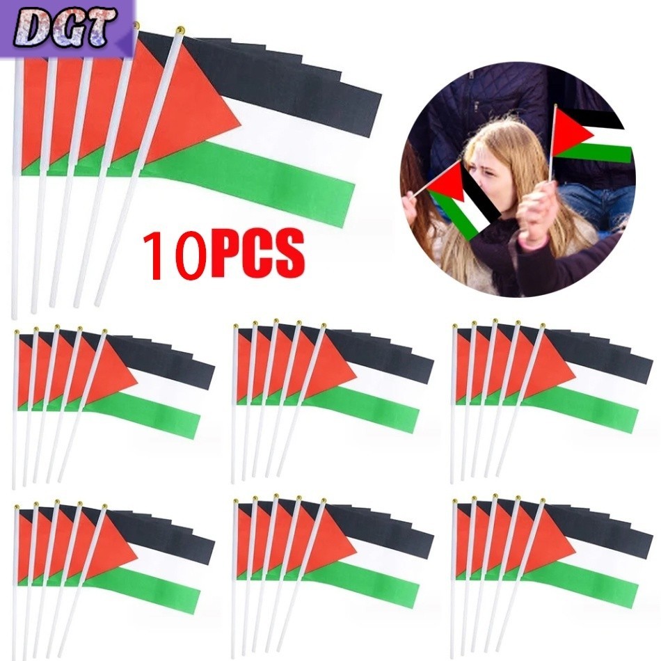DGT 10 Pack Palestine Stick Flag Palestinian Small Mini Hand Held Flags ...