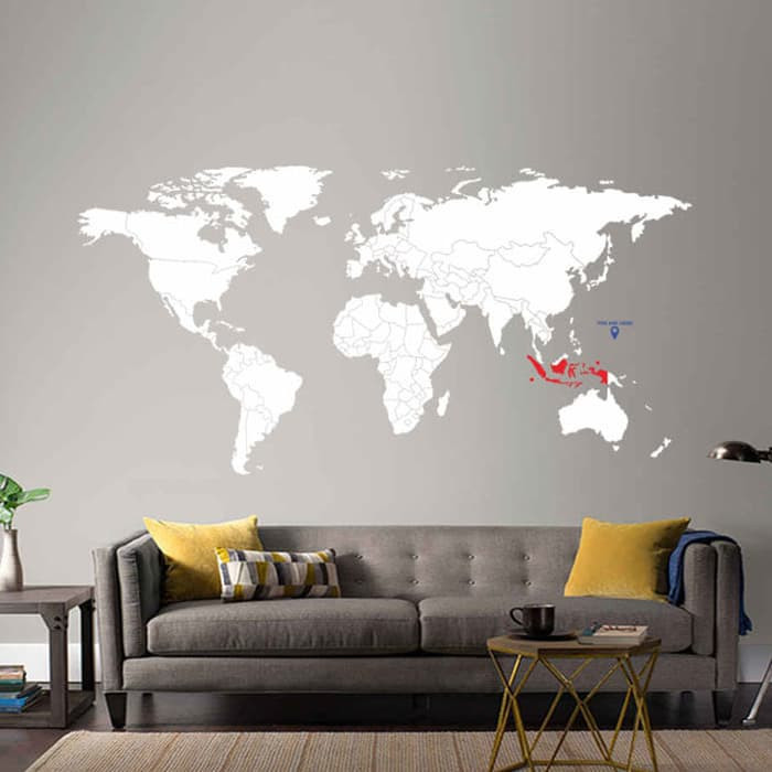 Wall Cutting Sticker World Map World Map Travel Sticker 2.5m Wall ...