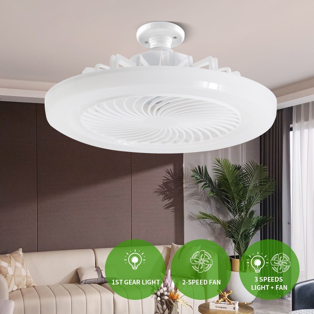 Ceiling Fan with Lights Fan Lamp 21W E27 Base Round Mini Fan Lamp 85 ...