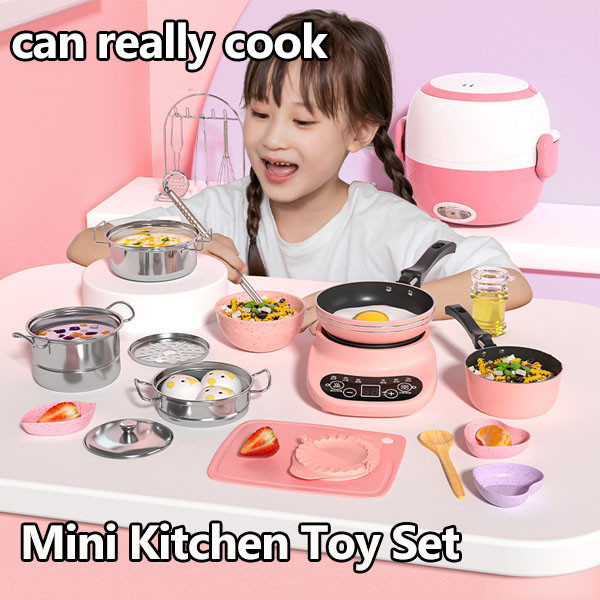 Mini Kitchen Toy Set Kids Real Cooking Pretend Play Toys Simulation ...