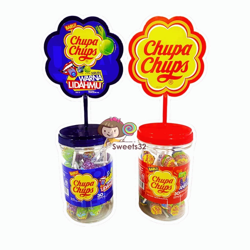 Chupa Chups Lollipop (30pcs X 9g) Chupa Chups Jar Aneka Rasa | Shopee ...