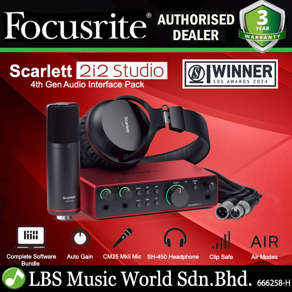 Focusrite Scarlett 2i2 Studio USB Audio Interface and Recording Bundle ...