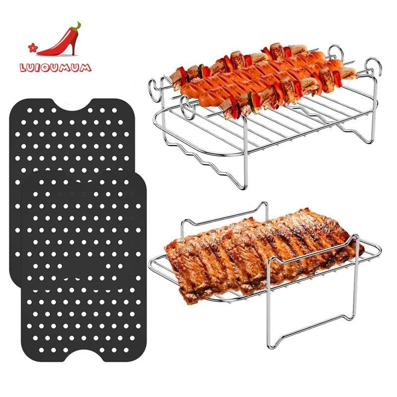 Air Fryer Rack Air Fryer Double Layer Rack Stainless Steel Grilling ...