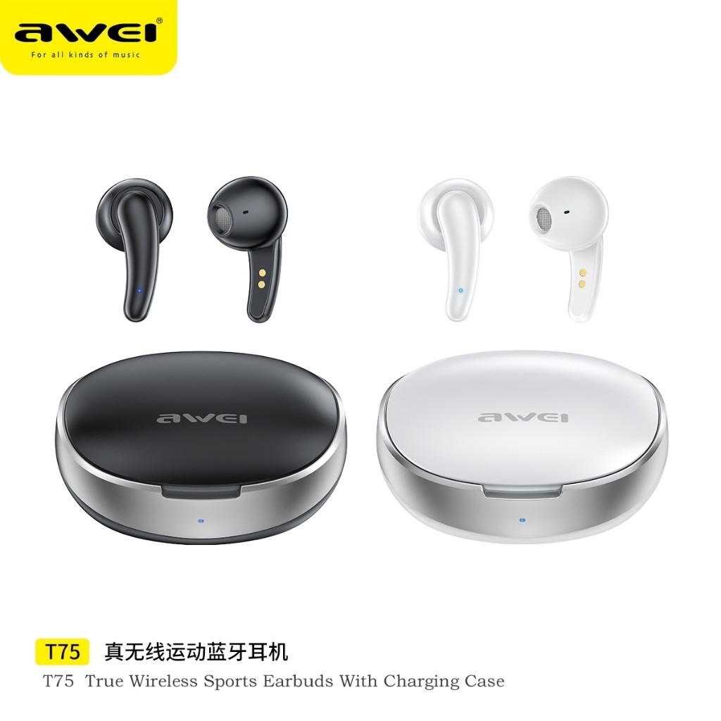 Awei T75 True Wireless Sports Earbuds with Charging Case TWS Bluetooth ...