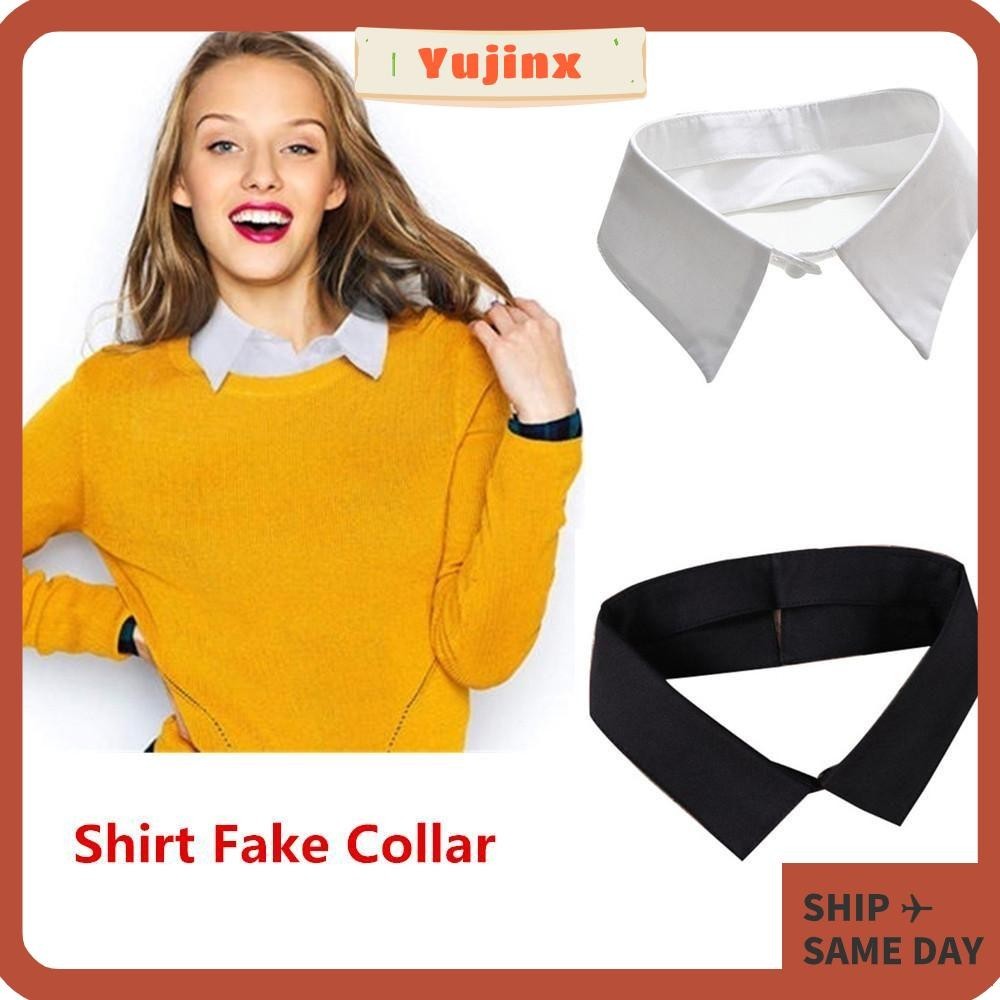 YUJINX Shirt Fake Collar Women Men Detachable Black/White Lapel Blouse ...