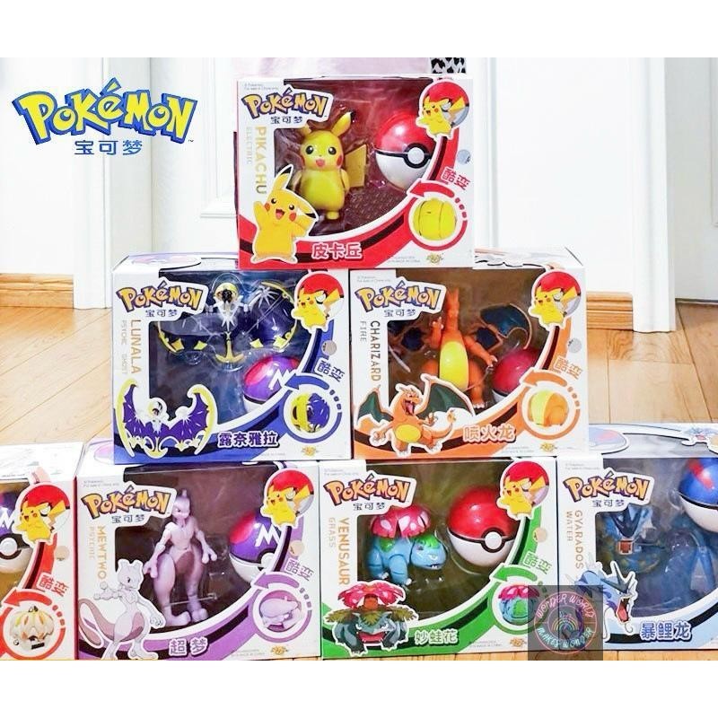SG Pokemon Toys Set Action Figures Pikachu/Charizard/Mewtwo/Eevee Kids ...