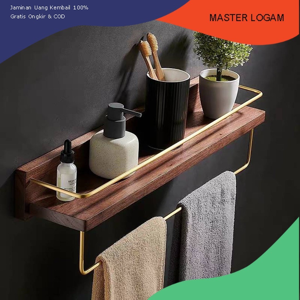 KAYU Bathroom Wooden Shelf, Floating Shelf, Wooden Shelf, Wooden Towel ...