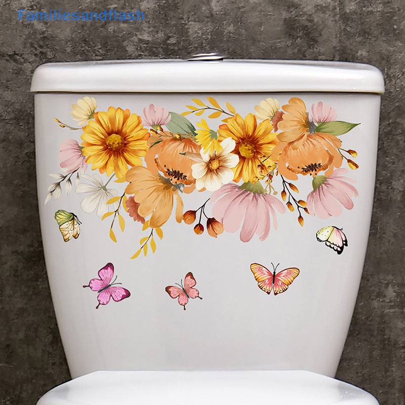 Familiesandflash> 1pcs Flower Toilet Stickers Bathroom Seat Cover ...