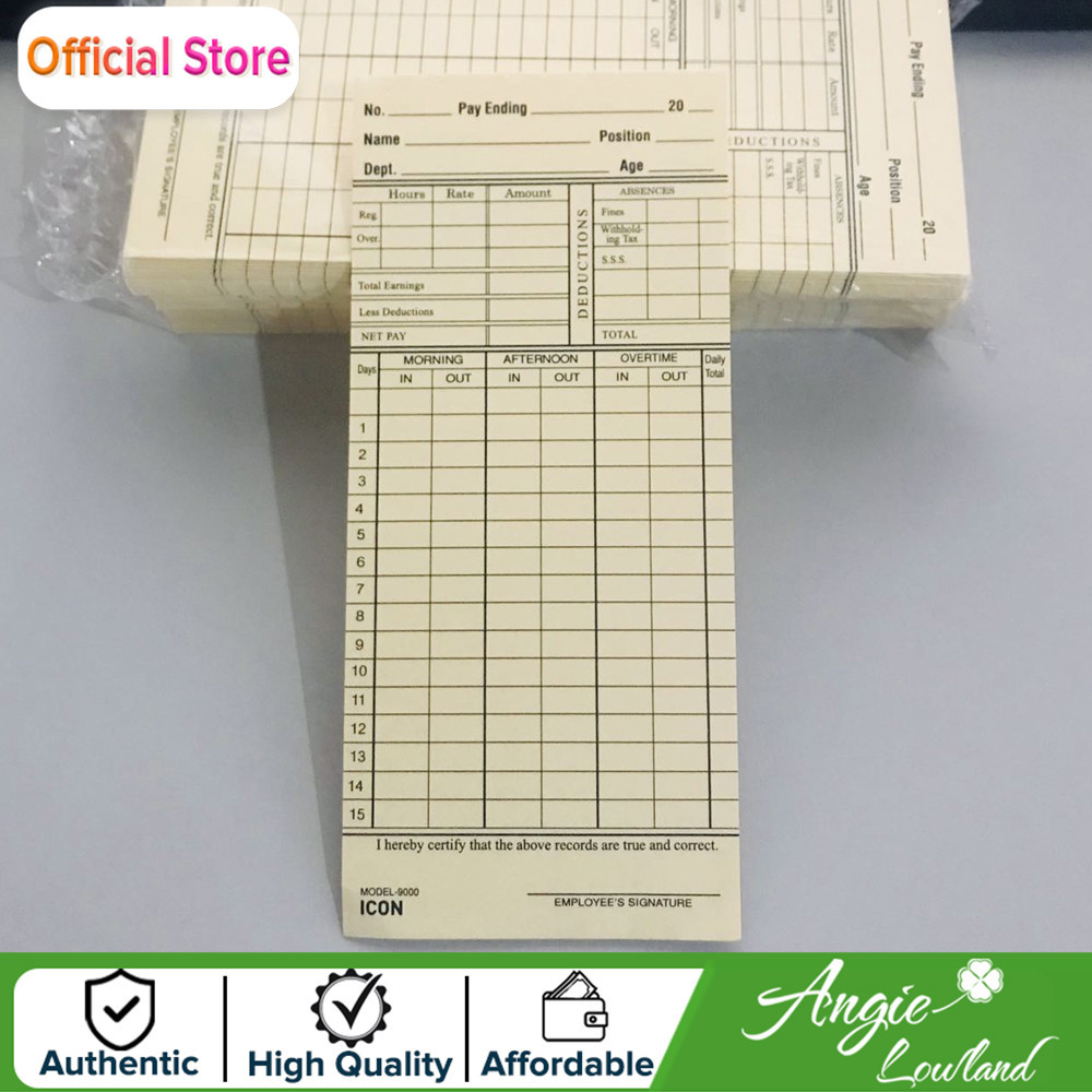 Angie Lowland Time Card Monthly Two Sided for Employee Attendance Time ...