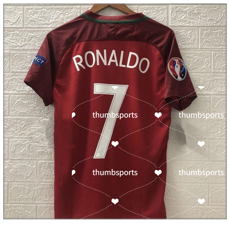 【thumbsports】2016 Portugal Home Soccer Jerey RONALDO PEPE Adult Retro ...