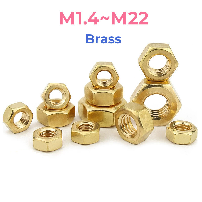 Brass Solid Copper Hex Hexagon Nut M1.4 M1.6 M2 M2.5 M3 M4 M5 M6 M8 M10 M12 M14 M16 M18 M20 M22 ...