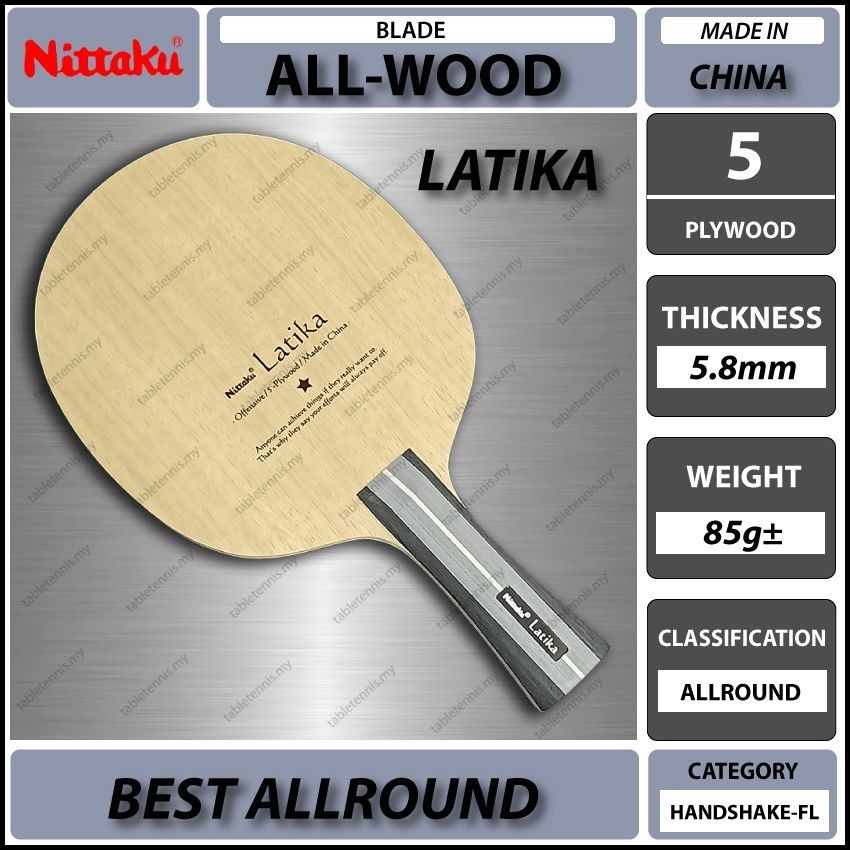 Nittaku Blade Latika FL All Wood Blade Table Tennis Paddle Racket Ping Pong Handshake-FL ...
