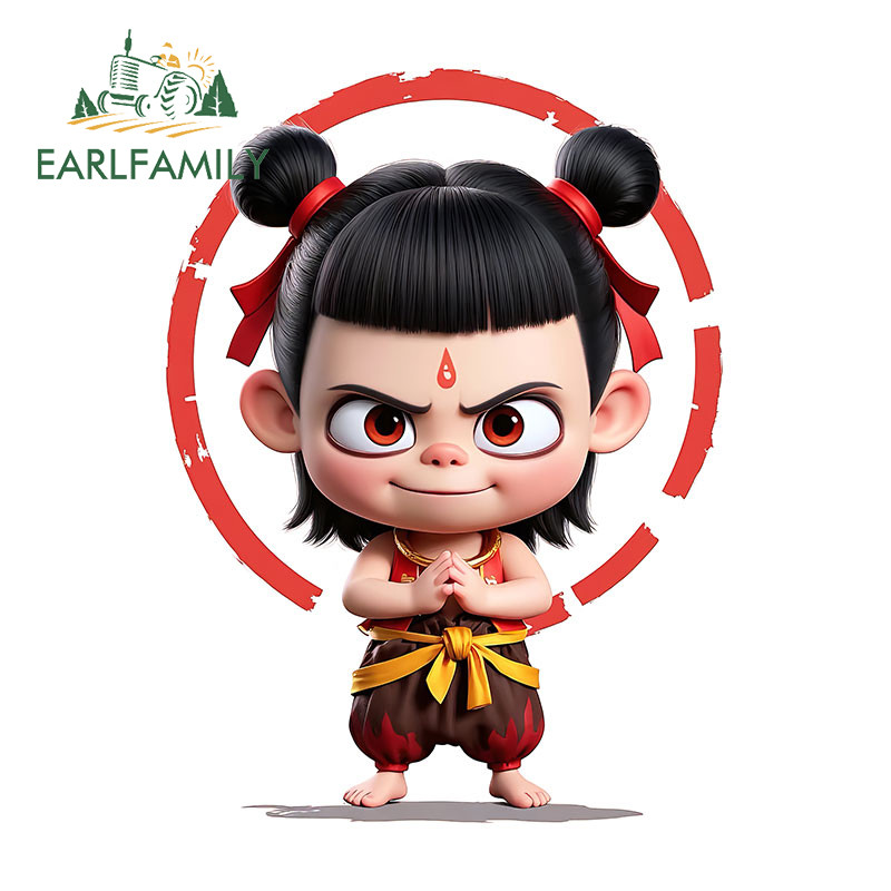 EARLFAMILY Nezha 3D Cartoon Car Stickers Occlusion Scratch Waterproof ...