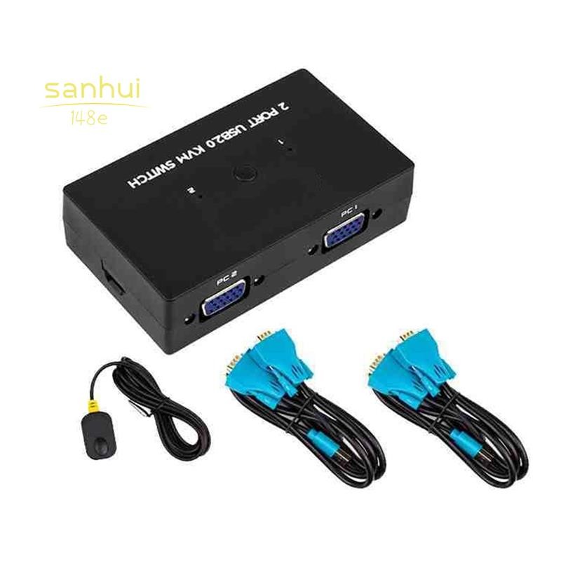 2-Port VGA KVM Switch Two-In-One-Out with Desktop Controller Shared Set ...