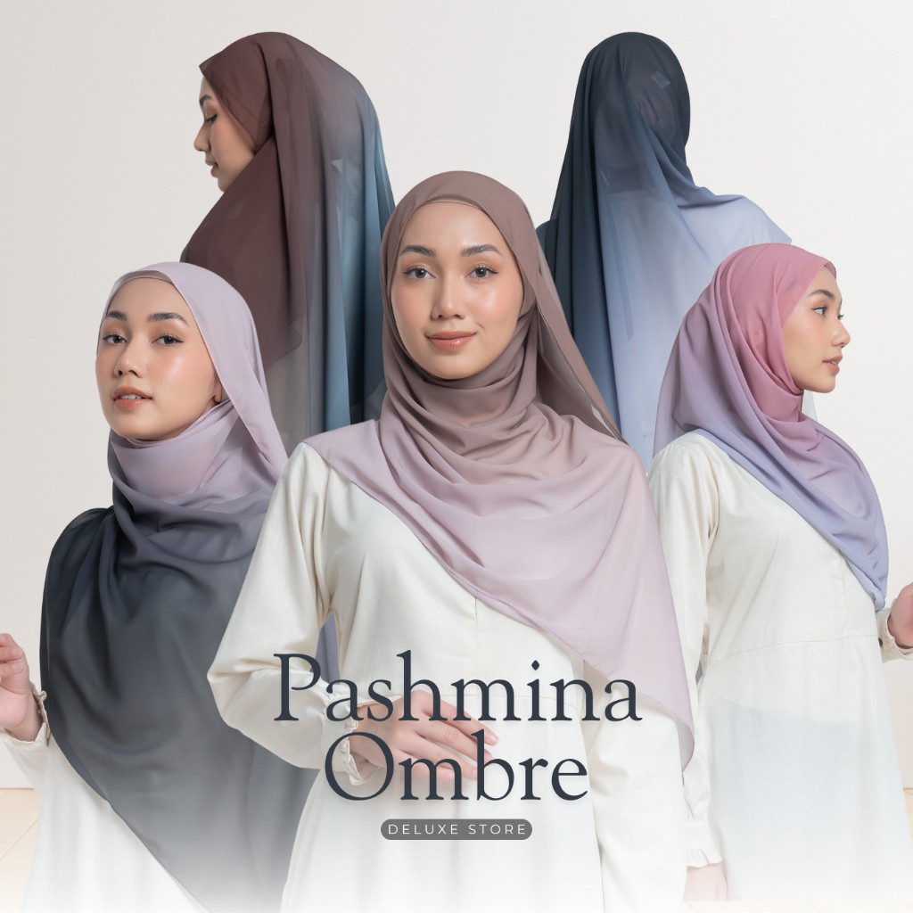 Two Tone Gradation Pashmina, Ombre Pashmina, 2 Colors Pashmina Ceruty ...