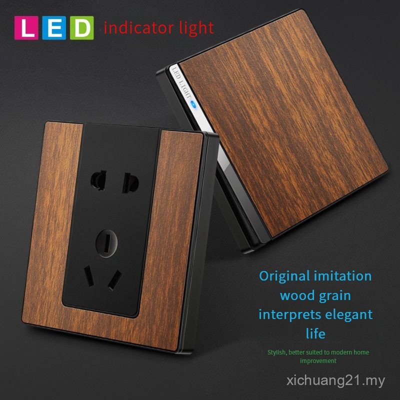 Soket Suis Dinding Lima Lubang Bijian Kayu Baharu Bijian Kayu dengan ...