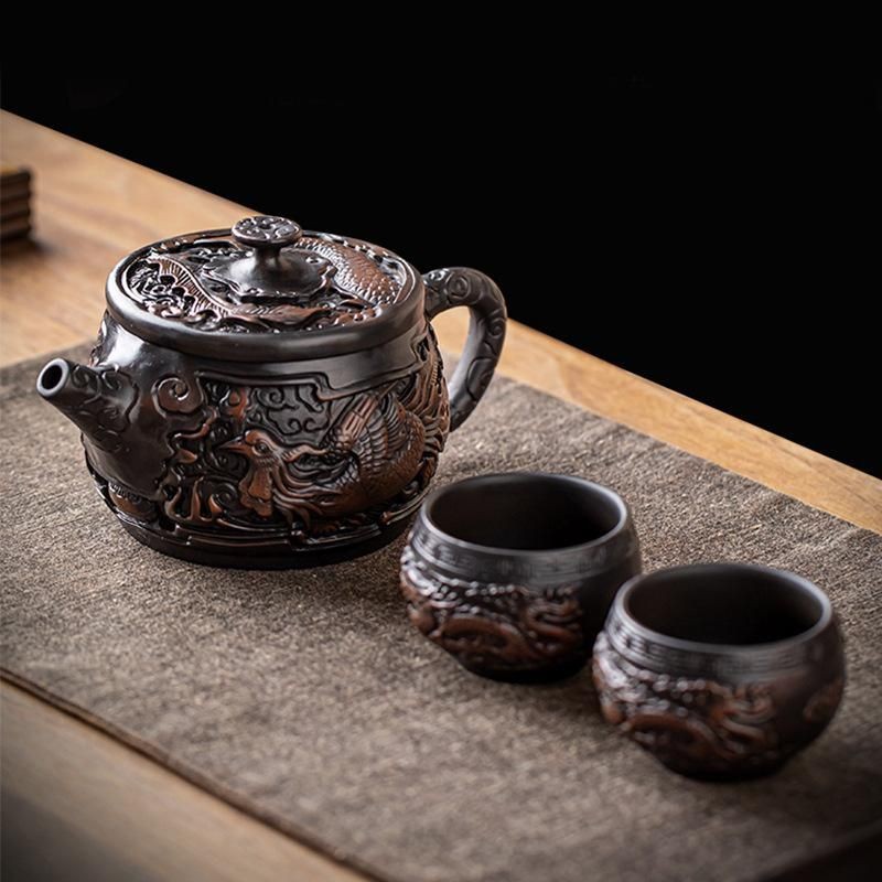 Long Phung Sum Vay Tu Dao Teapot Set (1 pot + 2 cups) | Shopee Malaysia