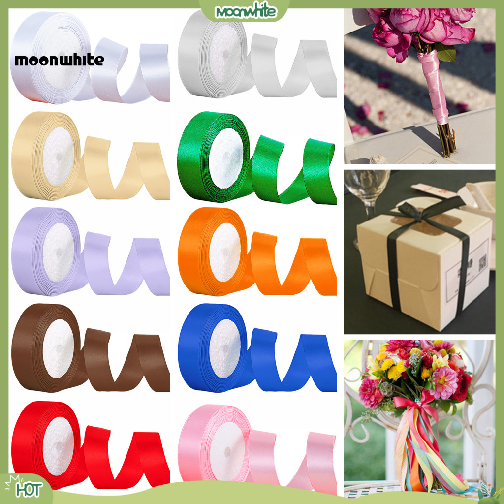 [MOONWHITE] Gift Wrapping Ribbon Decorative Ribbon Roll 2cm Width Solid ...