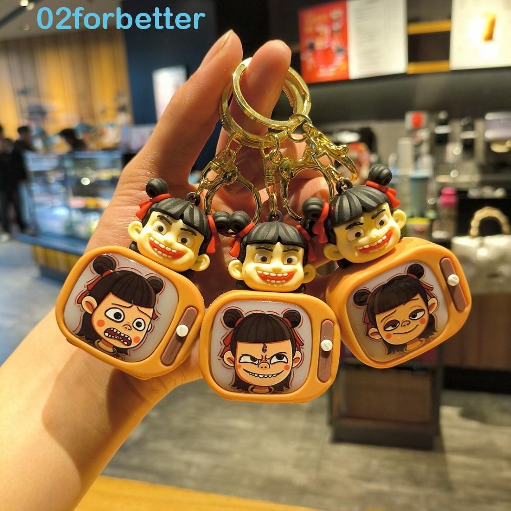 FORBETTER Colorful Flashing Ne Zha Keychain, Kawaii Plastic TV Toy ...