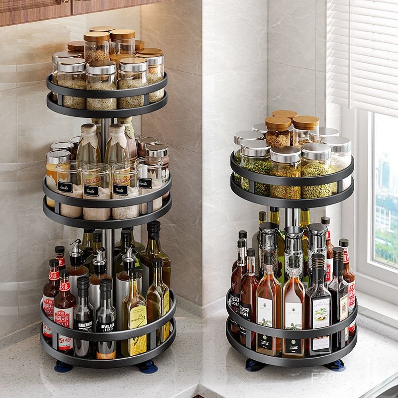 Kitchen Supplies Triangle Storage Rack Rotating Countertop Corner Multi ...