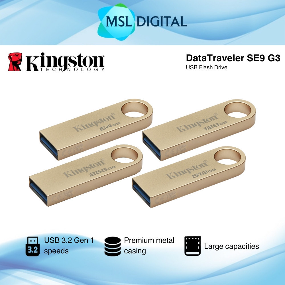 Kingston DataTraveler SE9 G3 USB Flash Drive [64GB/128GB/256GB/512GB ...