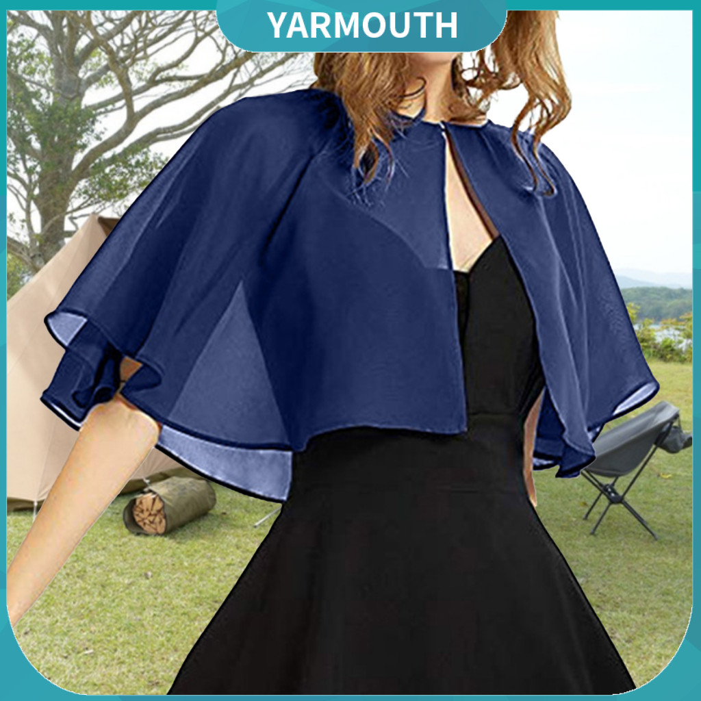 YYR_ Solid Color Front Buttons Closure Loose Type Women Shawl ...