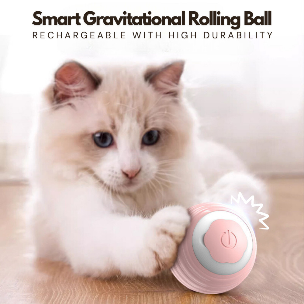 Smart Gravitational Rolling Ball Rechargeable Gravity LED Cat Teasing ...