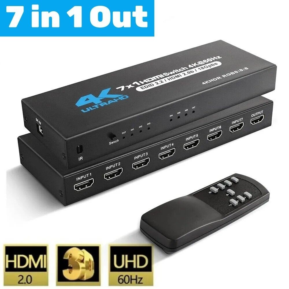 HDMI 2.0 Switch 7 in 1 out 4K 60Hz HDMI Switch 5X1/4X1 HDR HDMI 2.0 ...