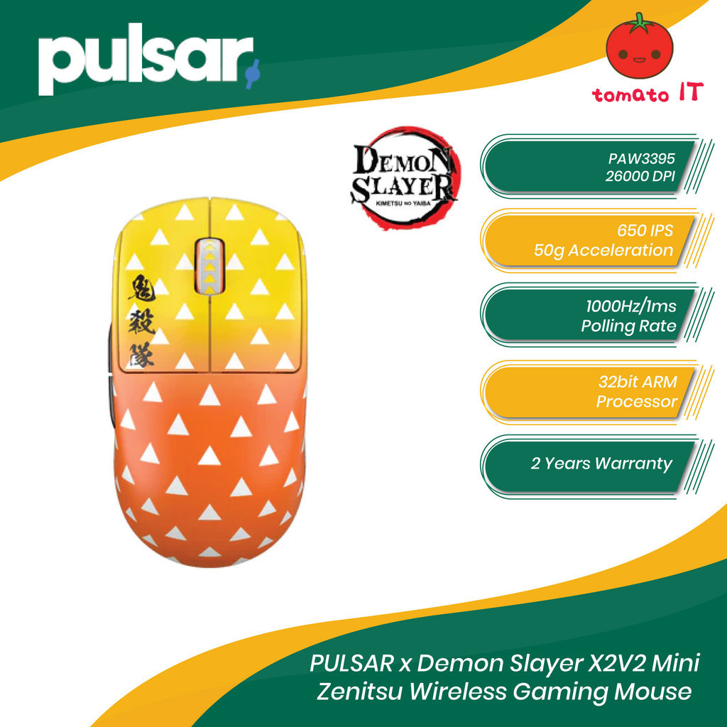 PULSAR x Demon Slayer X2V2 Mini Zenitsu Wireless Gaming Mouse | Shopee ...