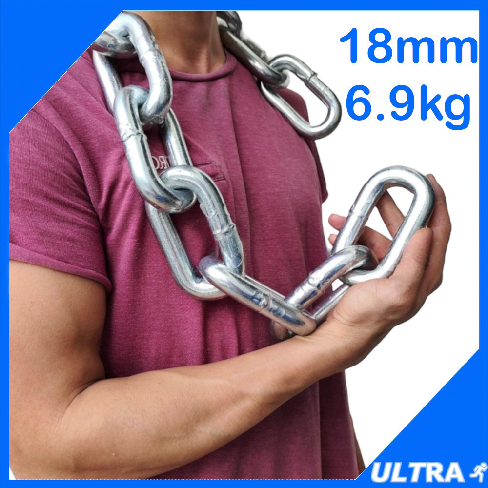 Chain Weight Lifting 100cm 18mm 6.9kg Olympic Barbell Weighted Chains ...