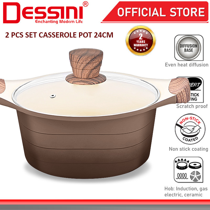 DESSINI ITALY XWB-24 Die Cast Aluminium Non Stick Casserole Pot Bowl ...