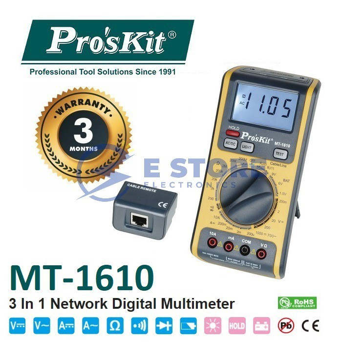 Pro'sKit MT-1610 3 in 1 Network Digital Multimeter (Taiwan) | Shopee ...